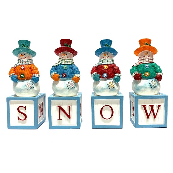 Avon | Holiday | Vintage Snowy Joe Snowman Spelling Blocks Set Joy Noel ...